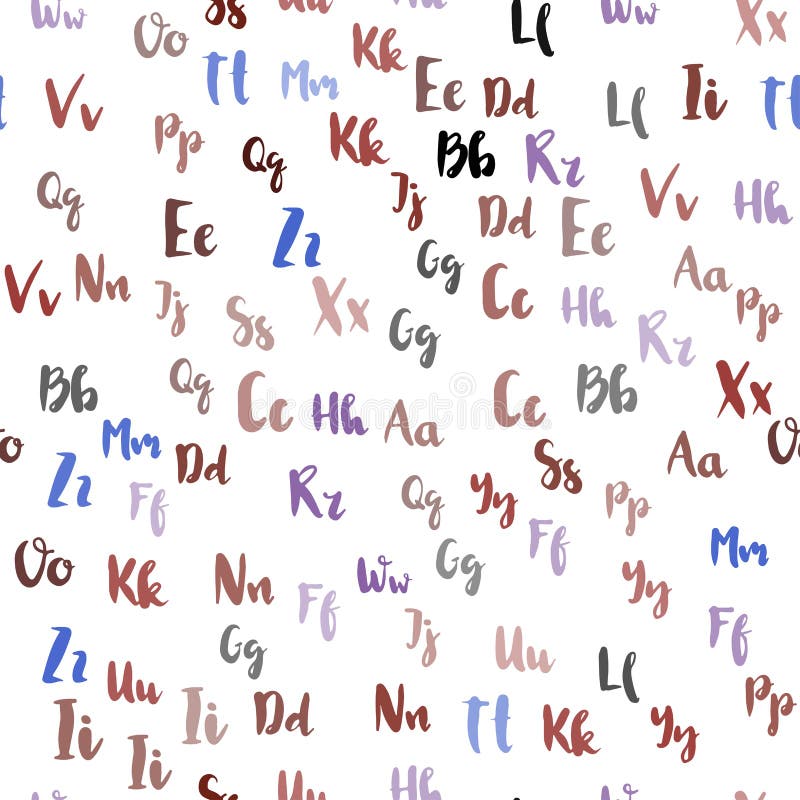 Light Blue, Red Vector Seamless Texture with ABC Characters. Stock ...