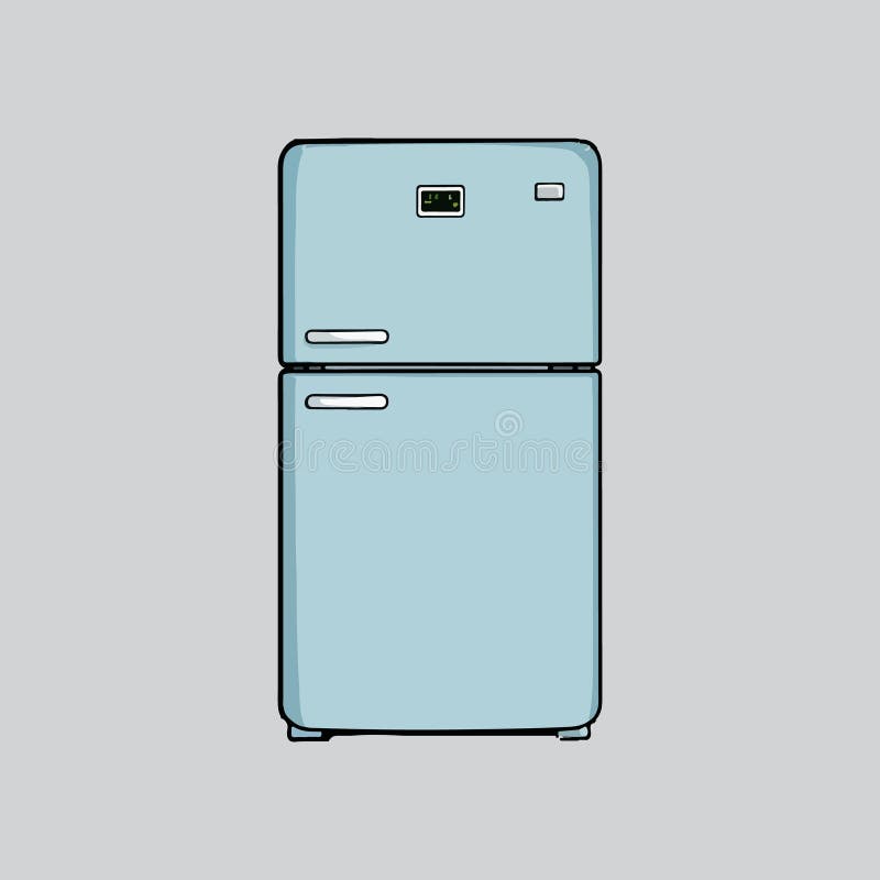 Light Blue Retro Refrigerator Illustration Vector Art Stock ...