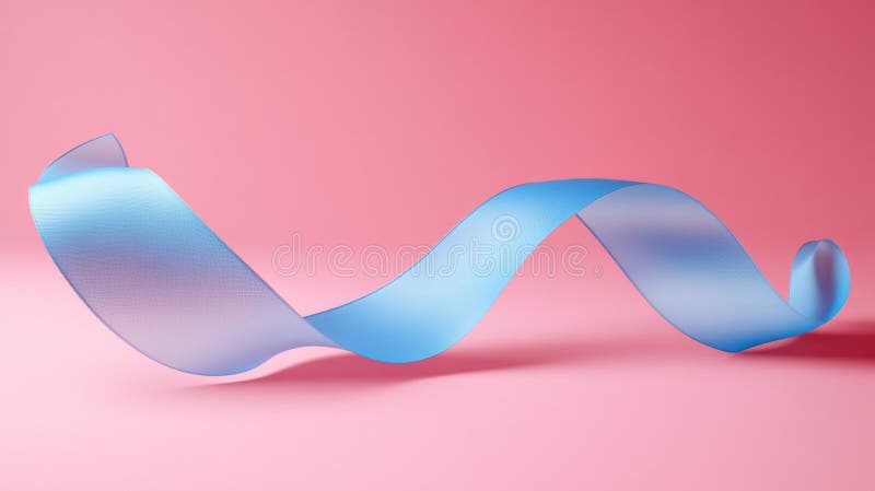 A Light Blue Ribbon Swirls on a Pink Background Stock Illustration ...