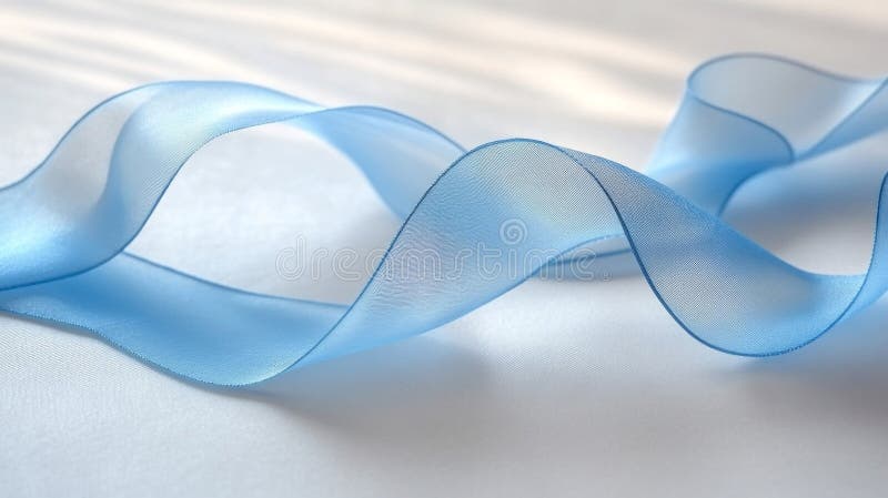 Light Blue Ribbon Waves Softly Draped on White Fabric Stock ...