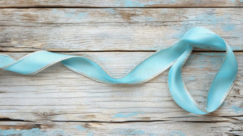 Light Blue Ribbon on Weathered Wooden Surface Stock Illustration ...