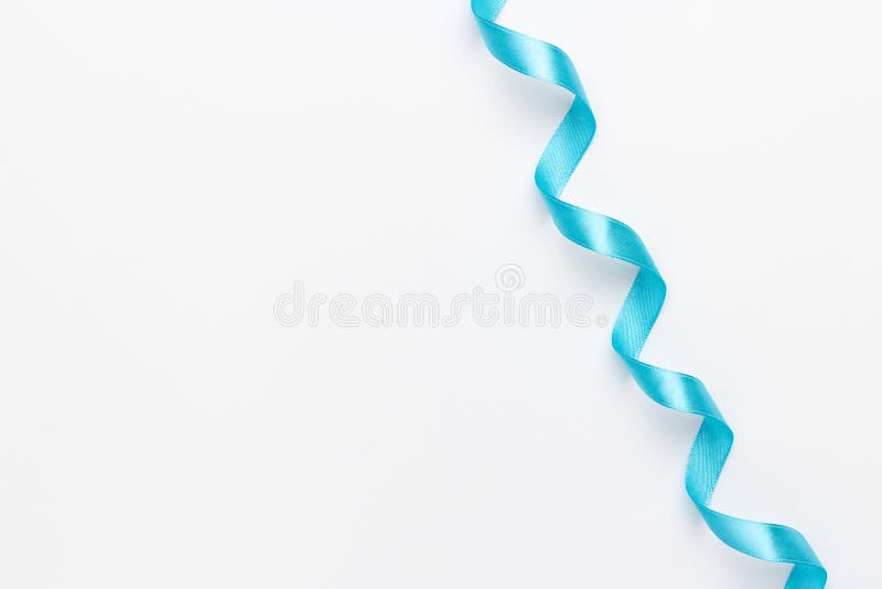 A Light Blue Ribbon on a White Background. Stock Image - Image of ...
