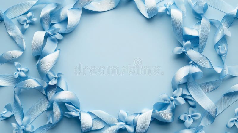 Light Blue Ribbons Frame on Pastel Background Stock Illustration ...