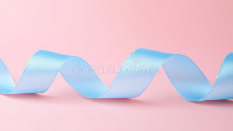 Light Blue Satin Ribbon Curls on Pink Background Stock Illustration ...