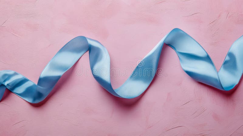 Light Blue Satin Ribbon Curls on Pink Background Stock Illustration ...