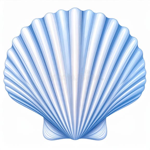 Light Blue Scallop Seashell on White Background Stock Illustration ...