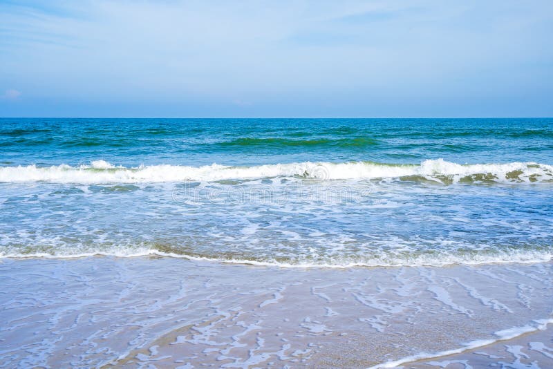 Light Blue Sea Waves on a Clean Sandy Beach Stock Photo - Image of ...