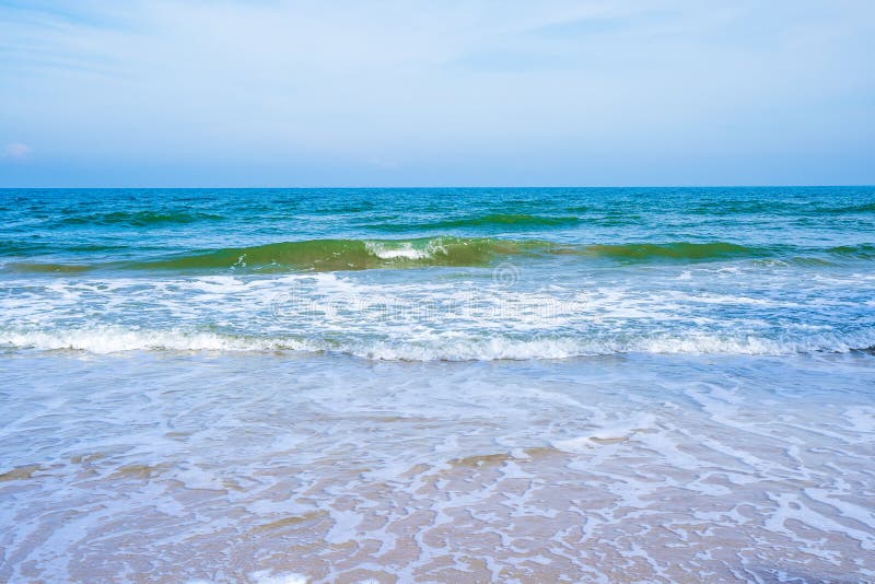 Light Blue Sea Waves on a Clean Sandy Beach Stock Image - Image of ...