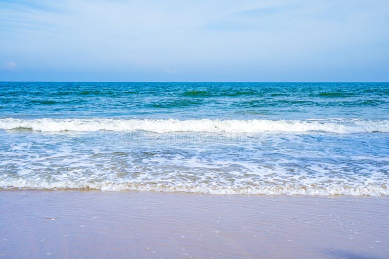 Light Blue Sea Waves on a Clean Sandy Beach Stock Photo - Image of ...