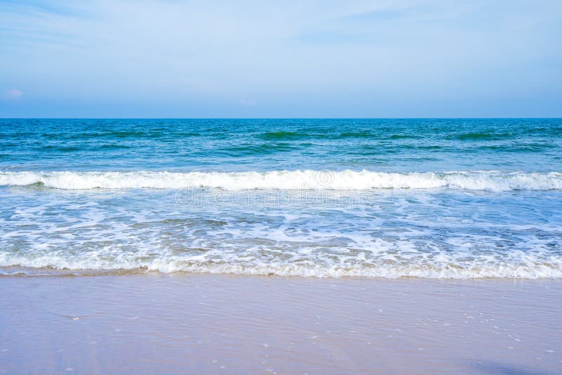 Light Blue Sea Waves on a Clean Sandy Beach Stock Photo - Image of ...