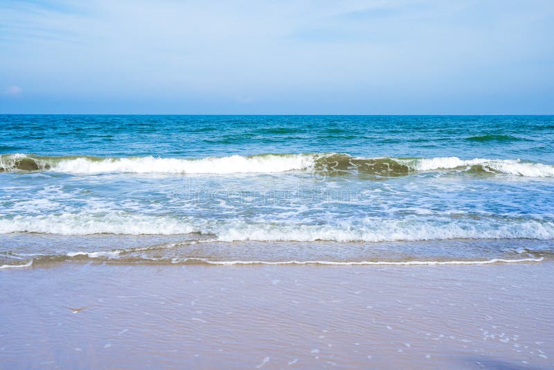 Light Blue Sea Waves on a Clean Sandy Beach Stock Image - Image of ...