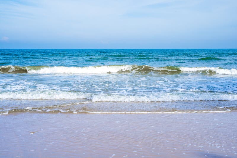 Light Blue Sea Waves on a Clean Sandy Beach Stock Photo - Image of ...