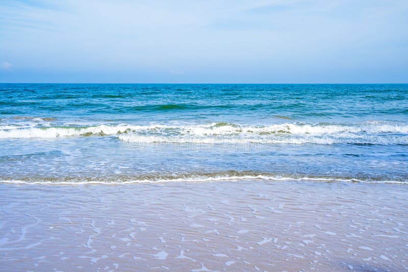 Light Blue Sea Waves on a Clean Sandy Beach Stock Image - Image of ...