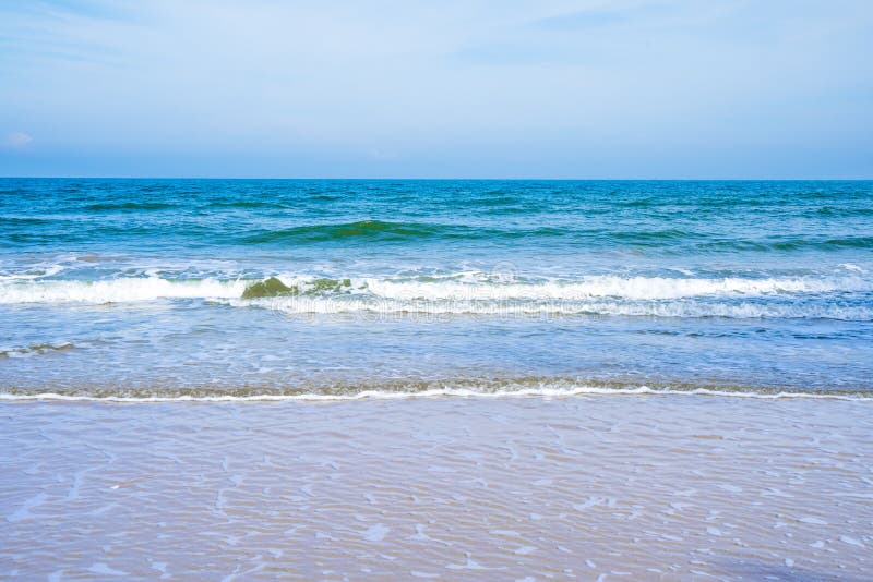 Light Blue Sea Waves on a Clean Sandy Beach Stock Image - Image of ...