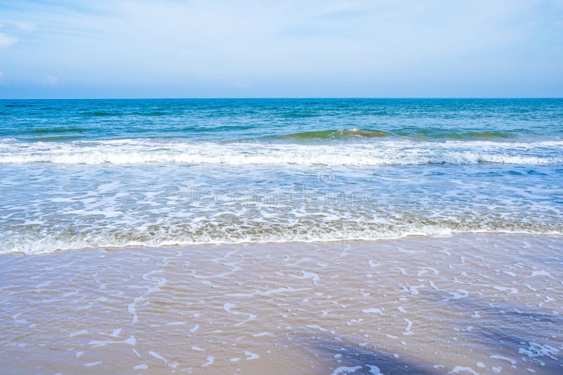 Light Blue Sea Waves on a Clean Sandy Beach Stock Image - Image of ...