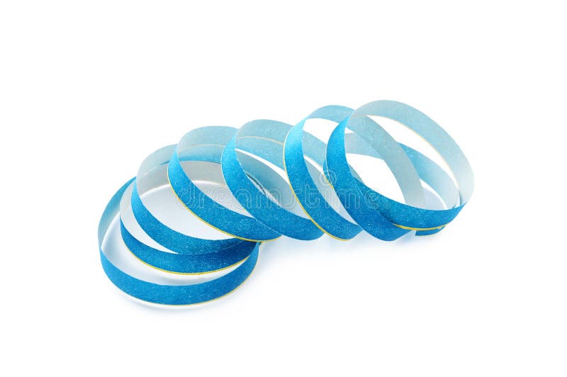 Light Blue Serpentine Streamer on White Background. Festive Decor Stock ...