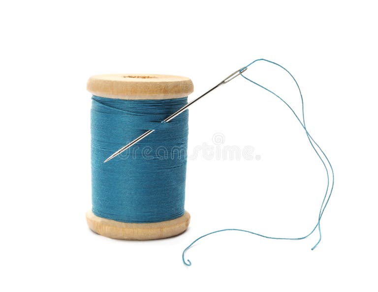 Light Blue Sewing Thread with Needle on White Background Stock Image ...