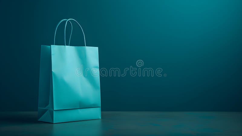 Light Blue Shopping Bag on a Dark Background with Copy Space Stock ...