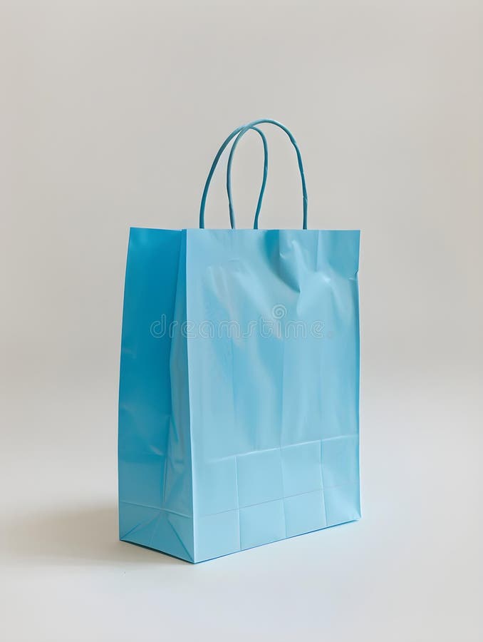 Light Blue Shopping Bag on a White Background Stock Illustration ...