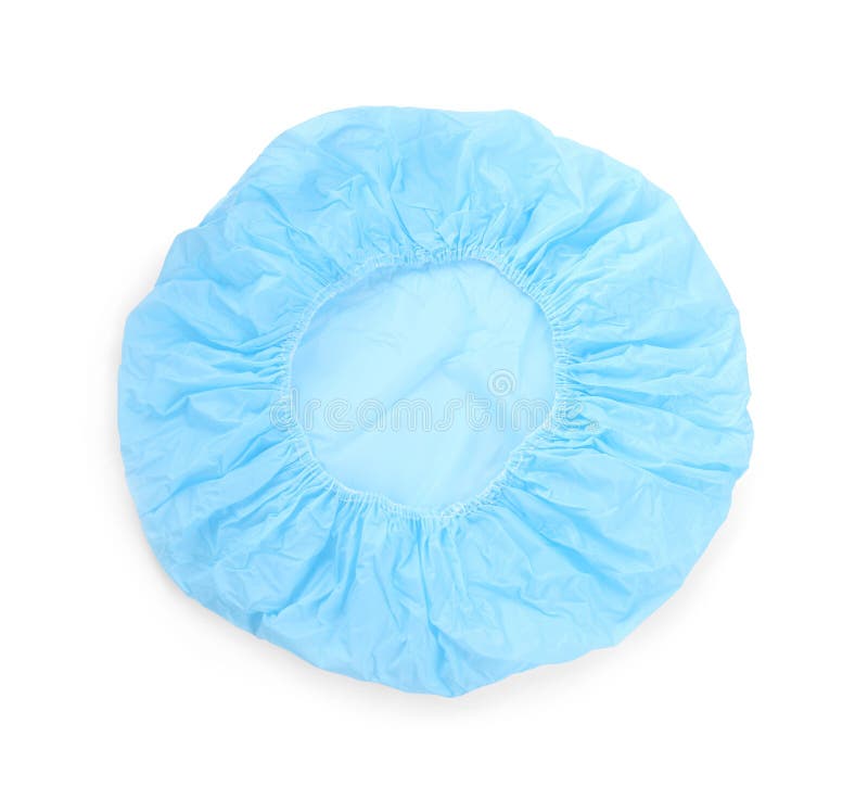 Light Blue Shower Cap Isolated on White, Top View Stock Image - Image ...