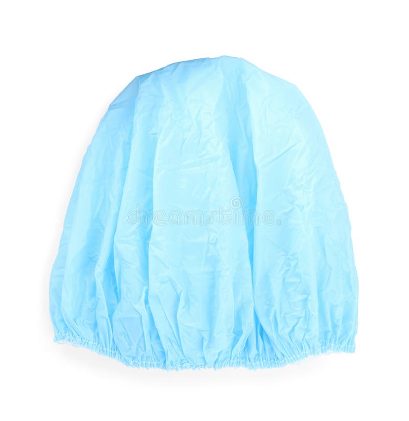 Light Blue Shower Cap Isolated on White, Top View Stock Image - Image ...