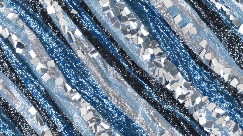 Light Blue and Silver Glitter Stripes Seamless Pattern, Starry Night ...