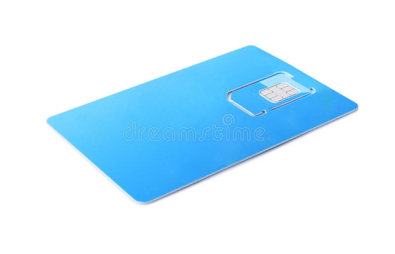 Light Blue SIM Card Isolated on White Stock Image - Image of chip, data ...