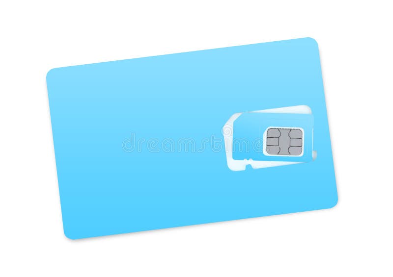 Light Blue SIM Card Isolated on White, Top View Stock Image - Image of ...