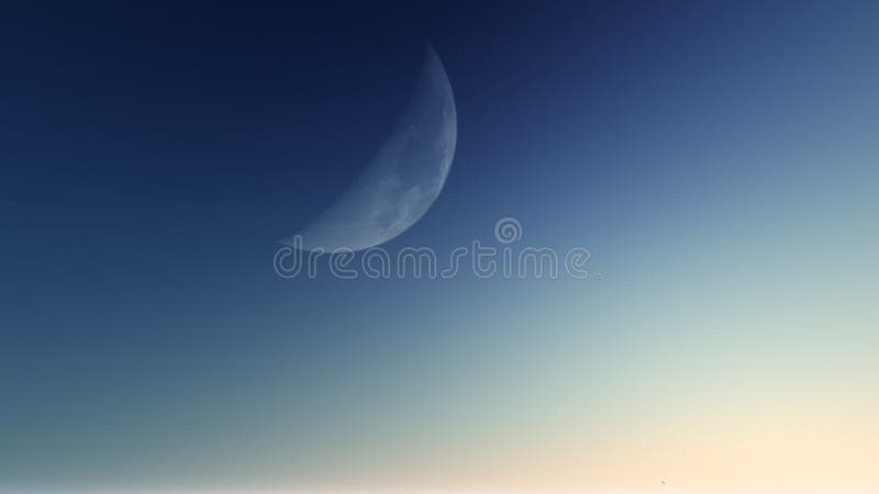 Light Blue Sky with a Big Half Moon Stock Image - Image of represents ...