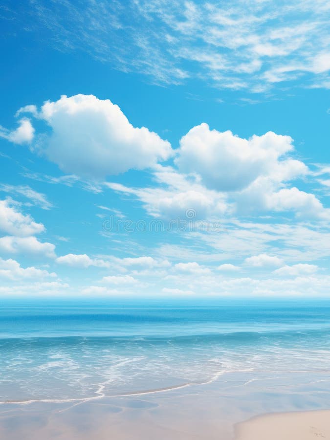 Light Blue Sky and Clean Spacious Sea Beach Generative Ai Stock ...