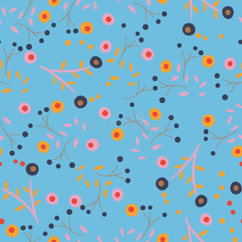 Light Blue with Small Ditsy Florals and Marks Seamless Pattern ...