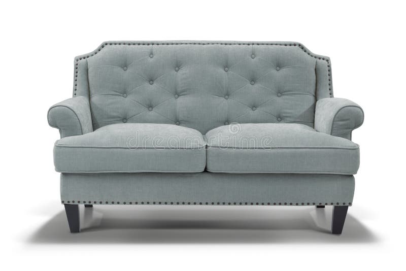 Light Blue Sofa, Front View Stock Image - Image of background, settee ...