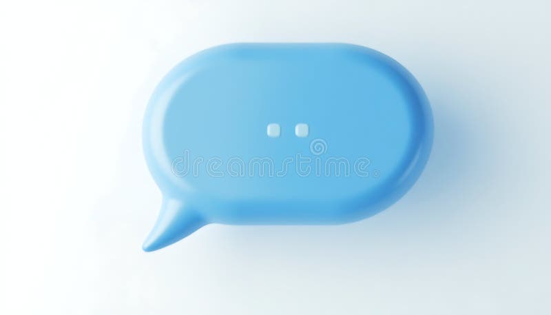 Light Blue Speech Bubble with Ellipsis Points on a White Background ...