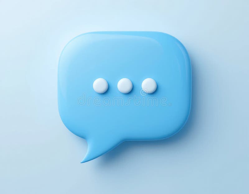 Light Blue Speech Bubble Graphic with Three Dots for Message Stock ...