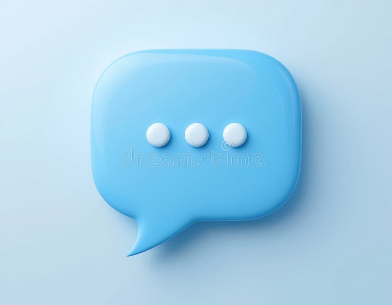Light Blue Speech Bubble Graphic with Three Dots for Message Stock ...