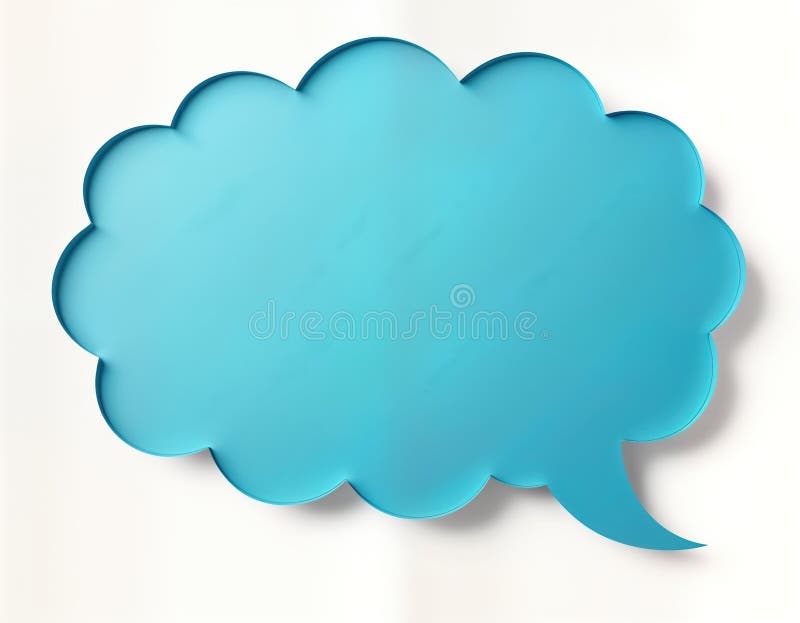 Light Blue Speech Bubble Isolated White Background. Blank Cloud Shape ...