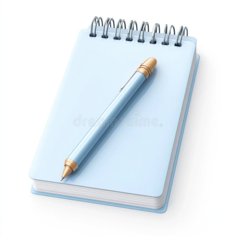 Light Blue Spiral Notebook and Pen Mockup: Ready for Your Ideas. Stock ...