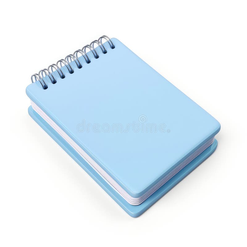 Light Blue Spiral Notebook Mockup on White Background Stock ...