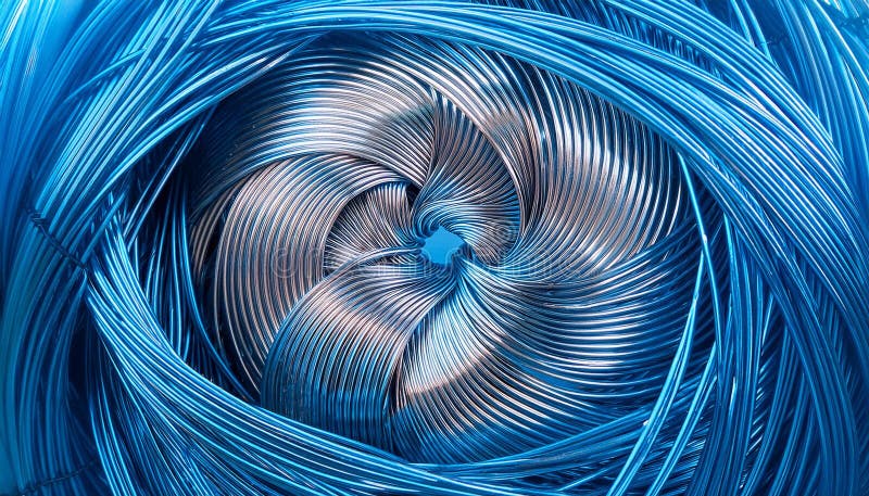 Light Blue Spiral Pattern Made of Multiple Wires on a Light Blue ...