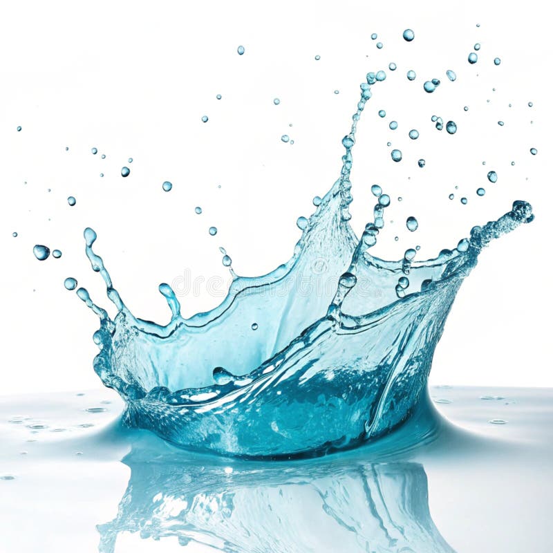 Light Blue Splash of Liquid with Drops on White Background Stock ...