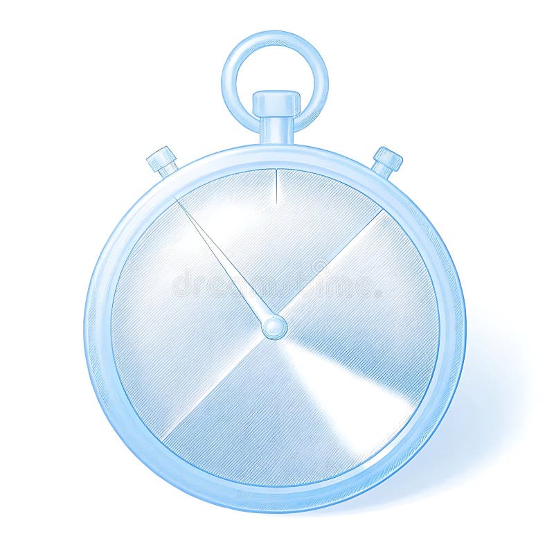 A Light Blue Stopwatch with a Simple Dial and Two Buttons Isolated on ...