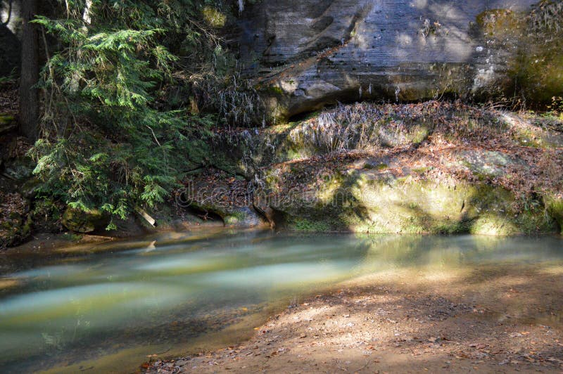 Light Blue Stream of Water Flowing through a Forest Stock Image - Image ...