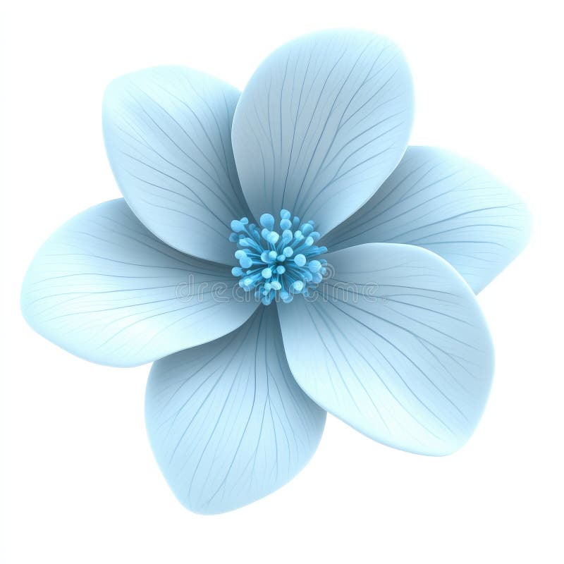 Serene Light Blue Flower: Elegant 3D Render of Delicate Bloom Stock ...
