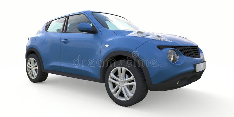 Light Blue Subcompact Crossover SUV. 3d Rendering. Stock Illustration ...