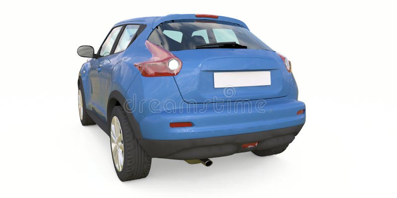 Light Blue Subcompact Crossover SUV. 3d Rendering. Stock Illustration ...
