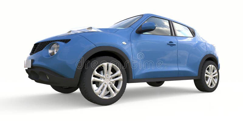 Light Blue Subcompact Crossover SUV. 3d Rendering. Stock Illustration ...