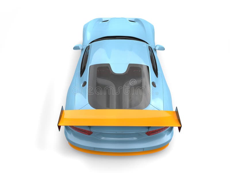 Light Blue Supercar with Orange Details - Rear View Stock Illustration ...