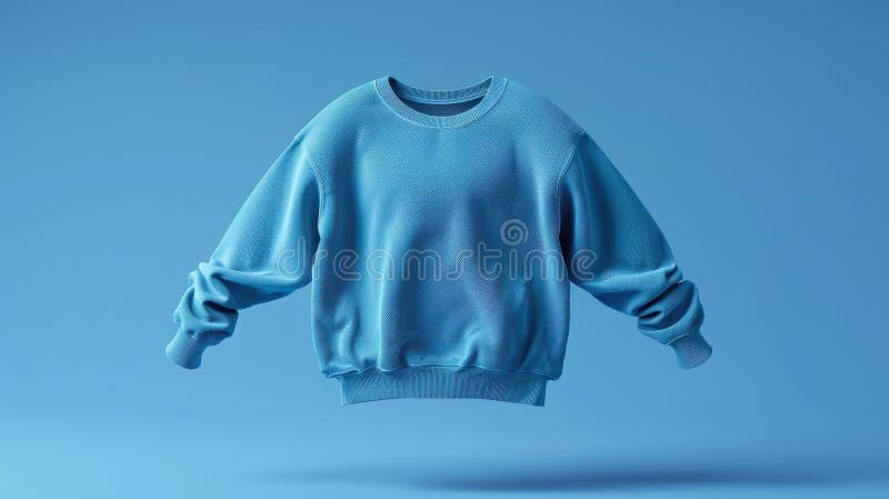 Light Blue Sweatshirt Floating Against a Solid Blue Background in a ...