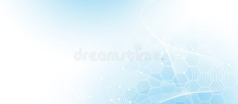 Light Blue Tech Abstract Background with Curved Lines and Hexagon ...