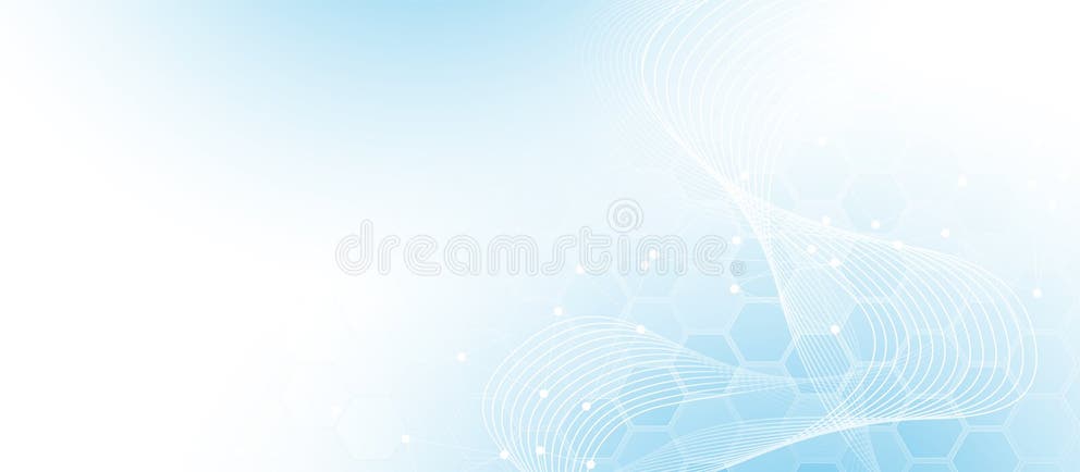 Light Blue Tech Abstract Background with Curved Lines and Hexagon ...